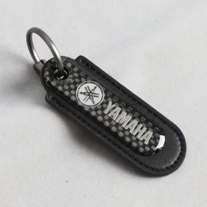 Yamaha Carbon Fiber Black Leather Keychain | Tire Valve Cap