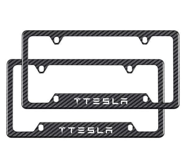 Tesla License Plate Frame Carbon Fiber | Tire Valve Caps