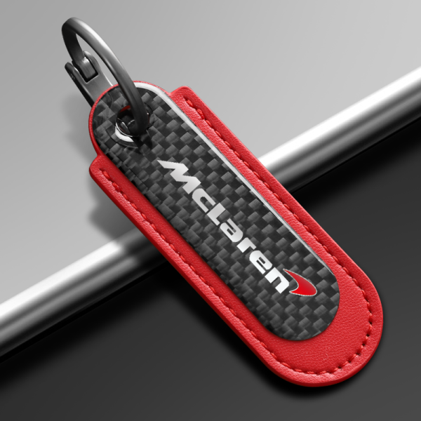 McLaren keychain Red Leather Carbon Fiber| Tire Valve Cap